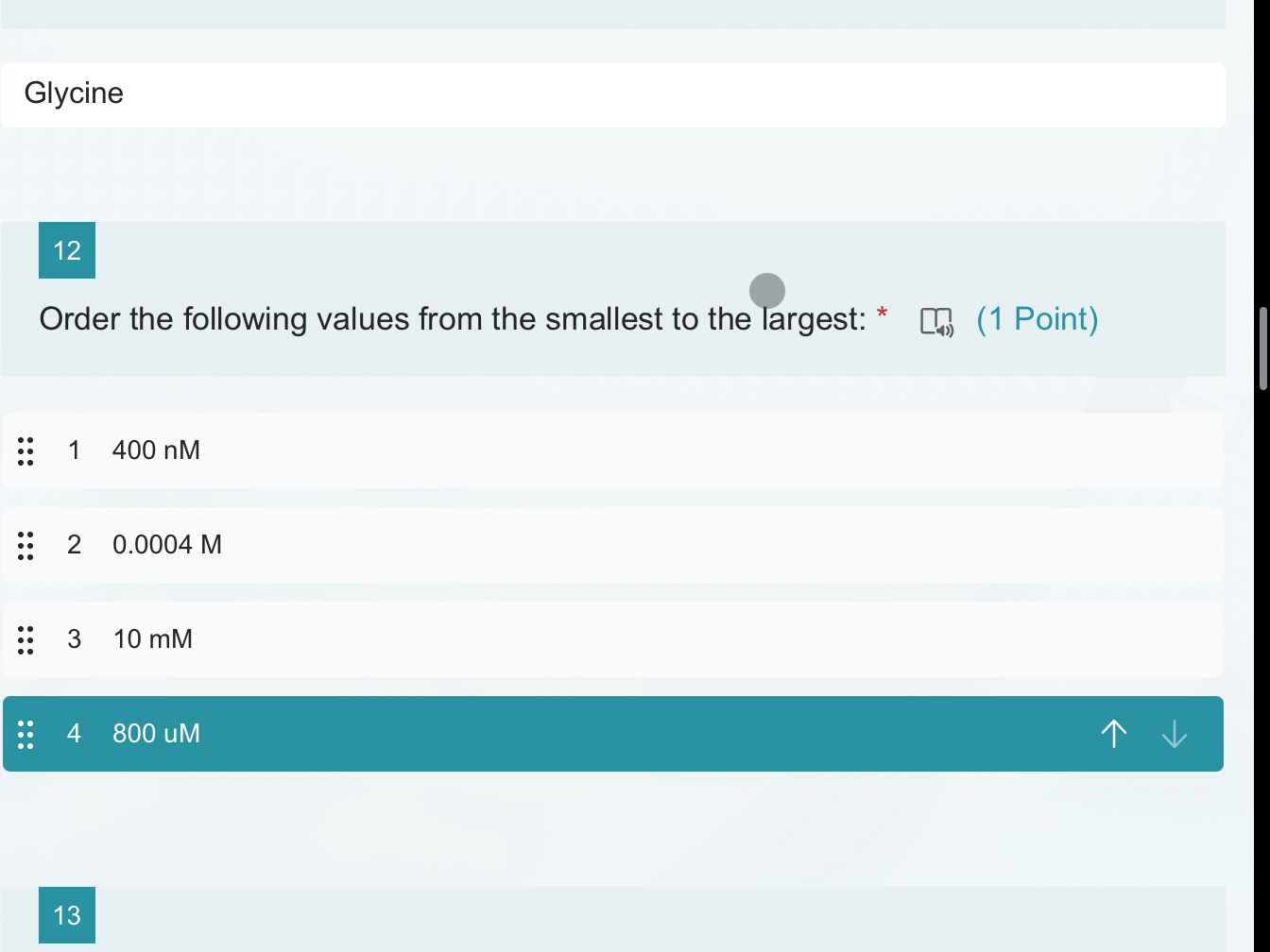 Solved 12Order the following values from the smallest to the | Chegg.com