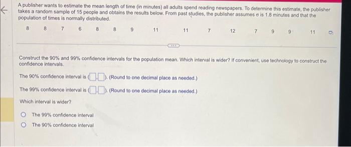 Solved A publisher wants to estimate the mean length of time | Chegg.com