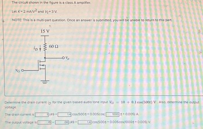 Solved The circuit shown in the figure is a class A | Chegg.com