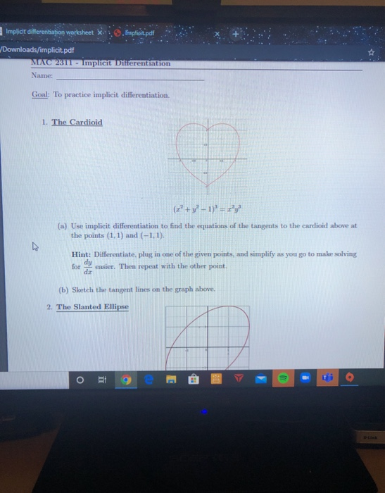 Solved Implicit differentiation worksheet X. Impriot.pdf | Chegg.com