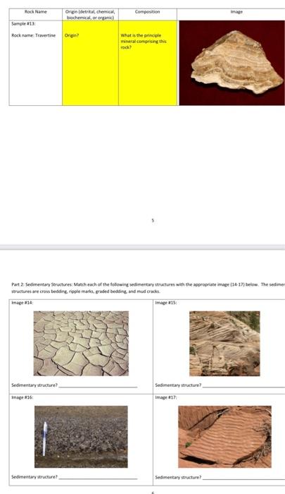 Solved Physical Geology: Sedimentary Rocks and Enviroments | Chegg.com