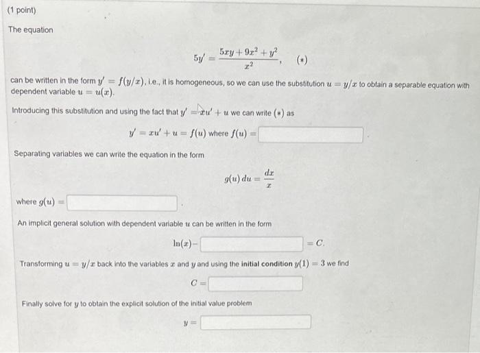Solved The equation 5y′=x25xy+9x2+y2 can be written in the | Chegg.com