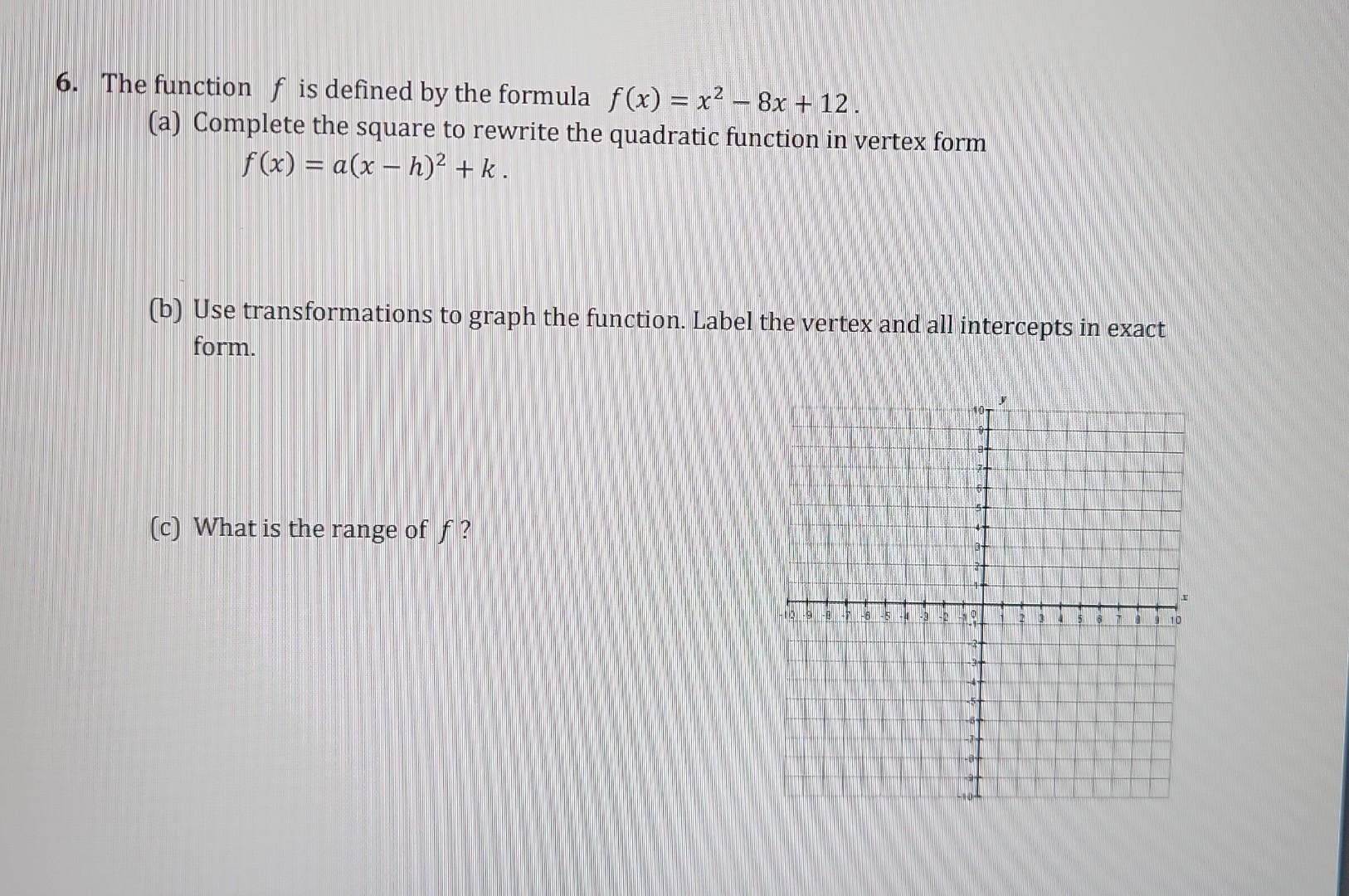 Solved The function f is defined by the formula | Chegg.com
