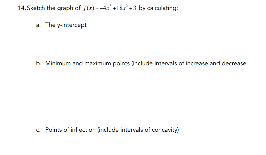 Solved Sketch the graph of f(x)=-4x3+18x2+3 ﻿by | Chegg.com