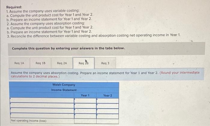 Solved Exercise 6-9 (Static) Variable and Absorption Costing | Chegg.com