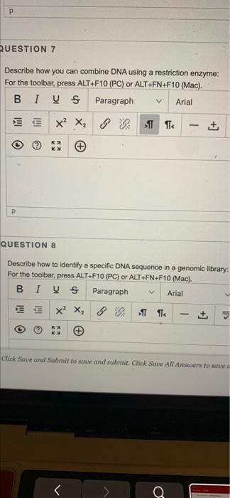 Solved P QUESTION 7 Describe how you can combine DNA using a | Chegg.com