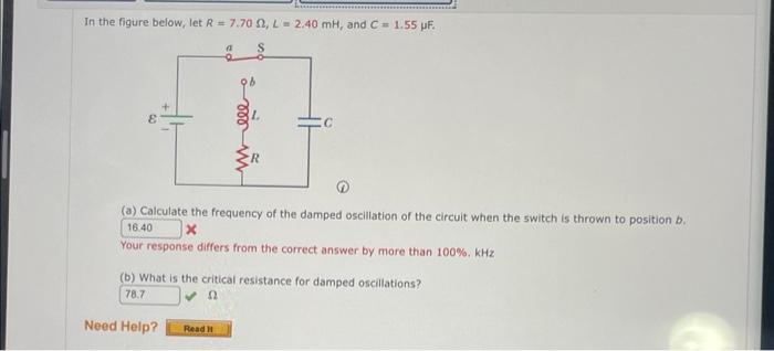 Solved (a) Calculate the frequency of the damped oscillation | Chegg.com