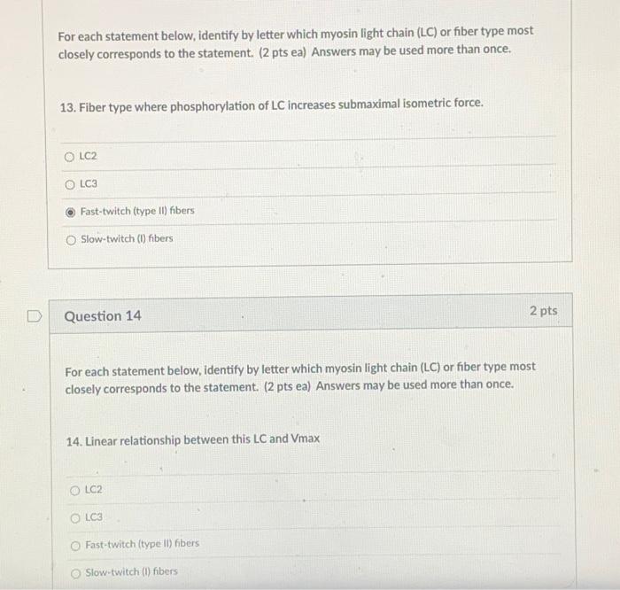 Solved For each statement below, identify by letter which | Chegg.com