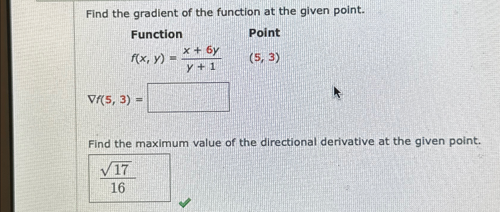 Solved Find the gradient of the function at the given | Chegg.com