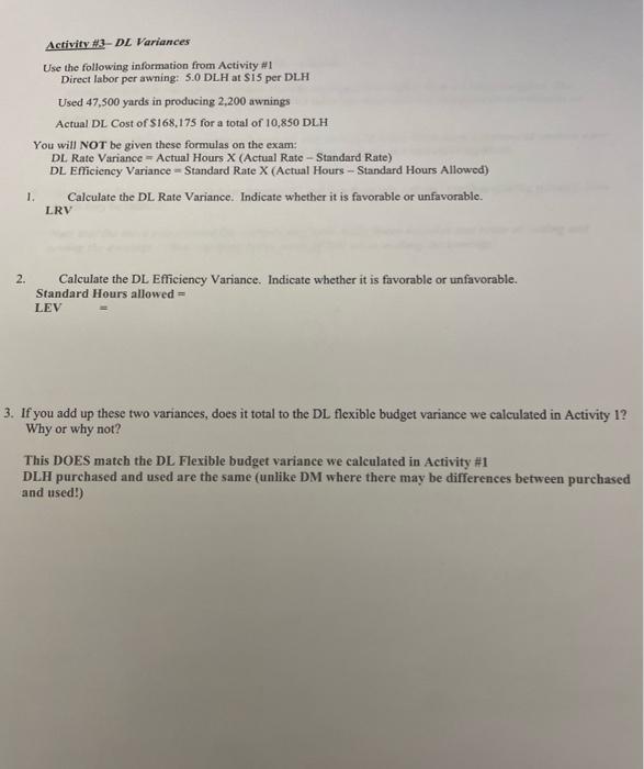 Solved 2. Calculate the DL Efficiency Variance. Indicate | Chegg.com