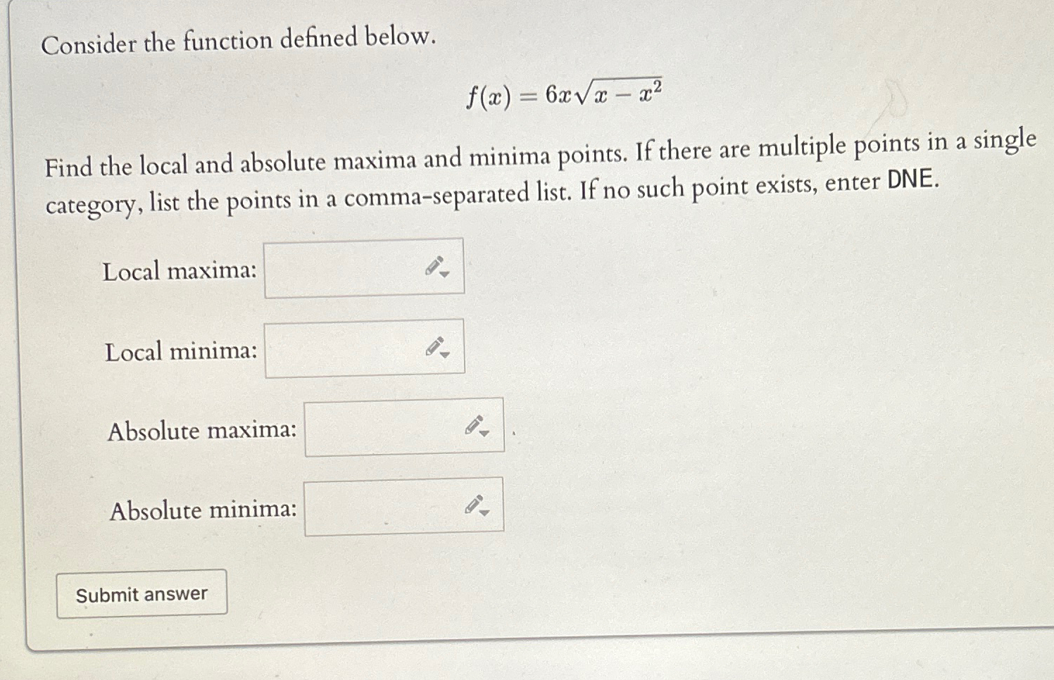 Solved Consider the function defined below.f(x)=6xx-x22Find | Chegg.com