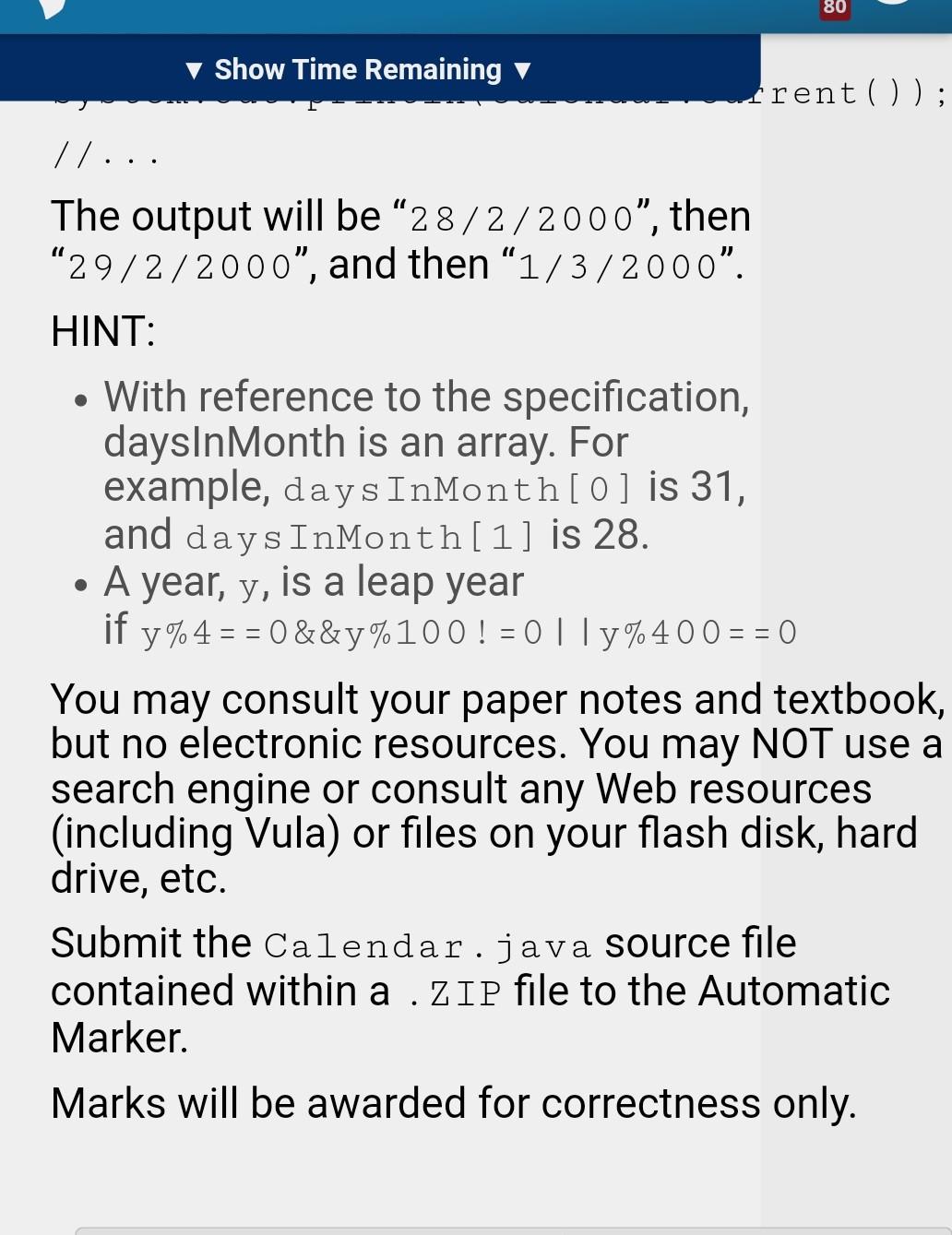 Solved Write a class called Calendar that satisfies the | Chegg.com