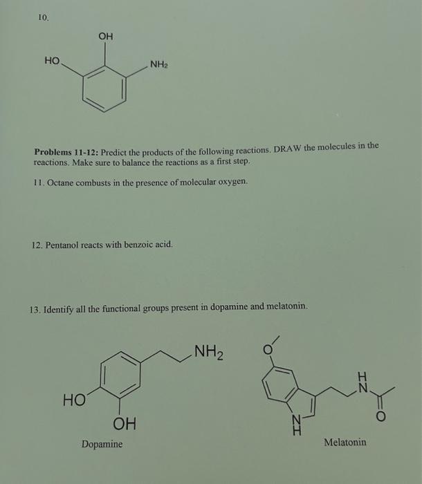 Solved Problems 11-12: Predict the products of the following | Chegg.com