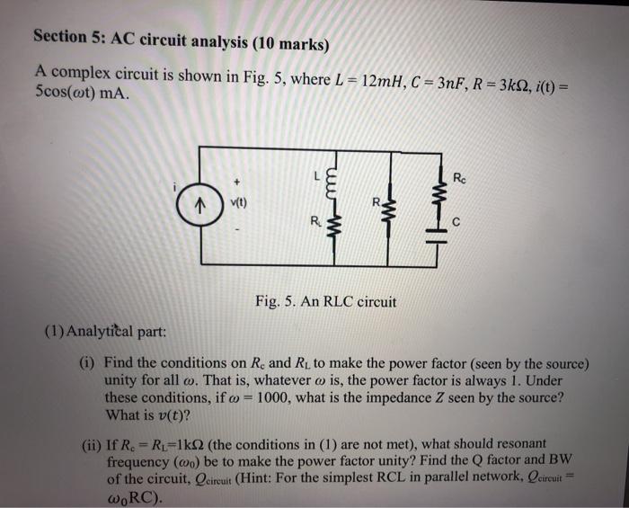 Solved Section 5: AC circuit analysis (10 marks) A complex | Chegg.com