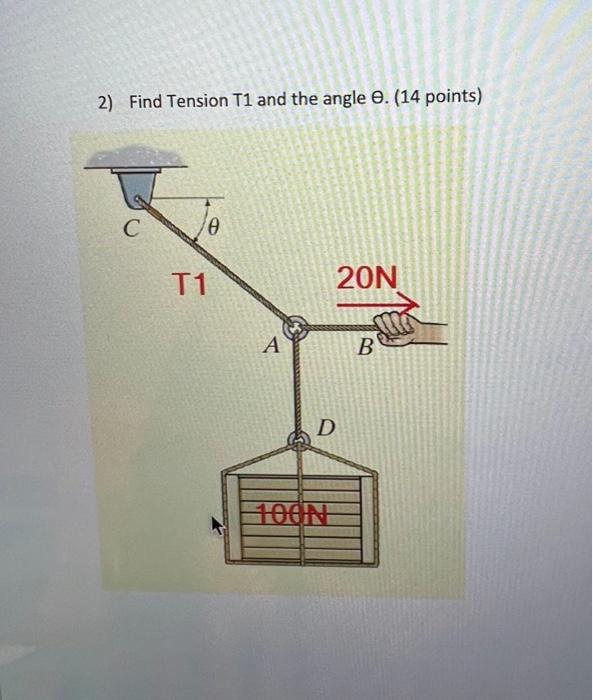 Solved 2) Find Tension T1 and the angle Θ. (14 points)Arlene | Chegg.com