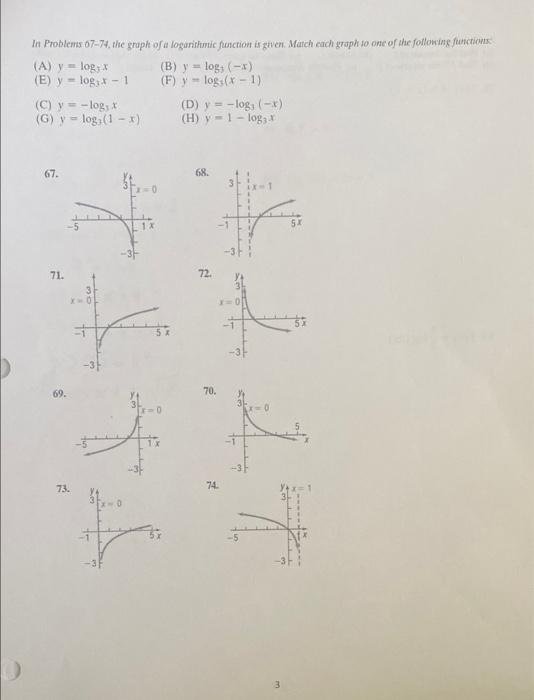 Solved In Problems 07-74, the graph of a logarithmic | Chegg.com