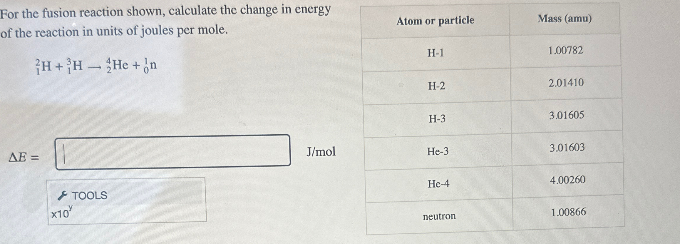 Solved For the fusion reaction shown, calculate the change | Chegg.com