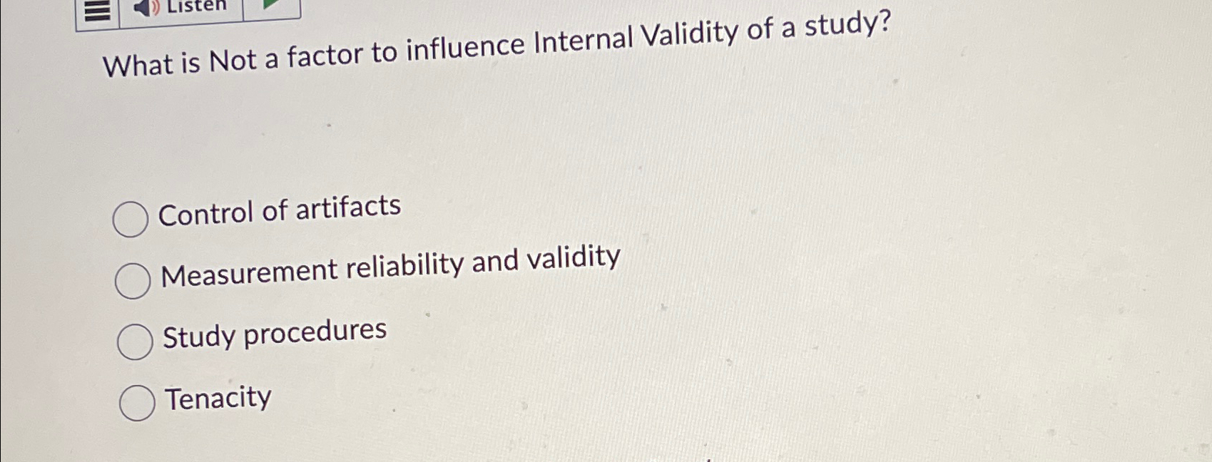 Solved What is Not a factor to influence Internal Validity | Chegg.com
