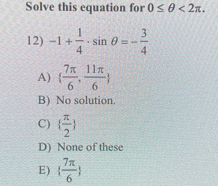 Solved Solve this equation for 0 ≤ 0