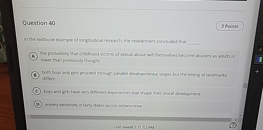 Solved Question 40In the textbook example of longitudinal | Chegg.com