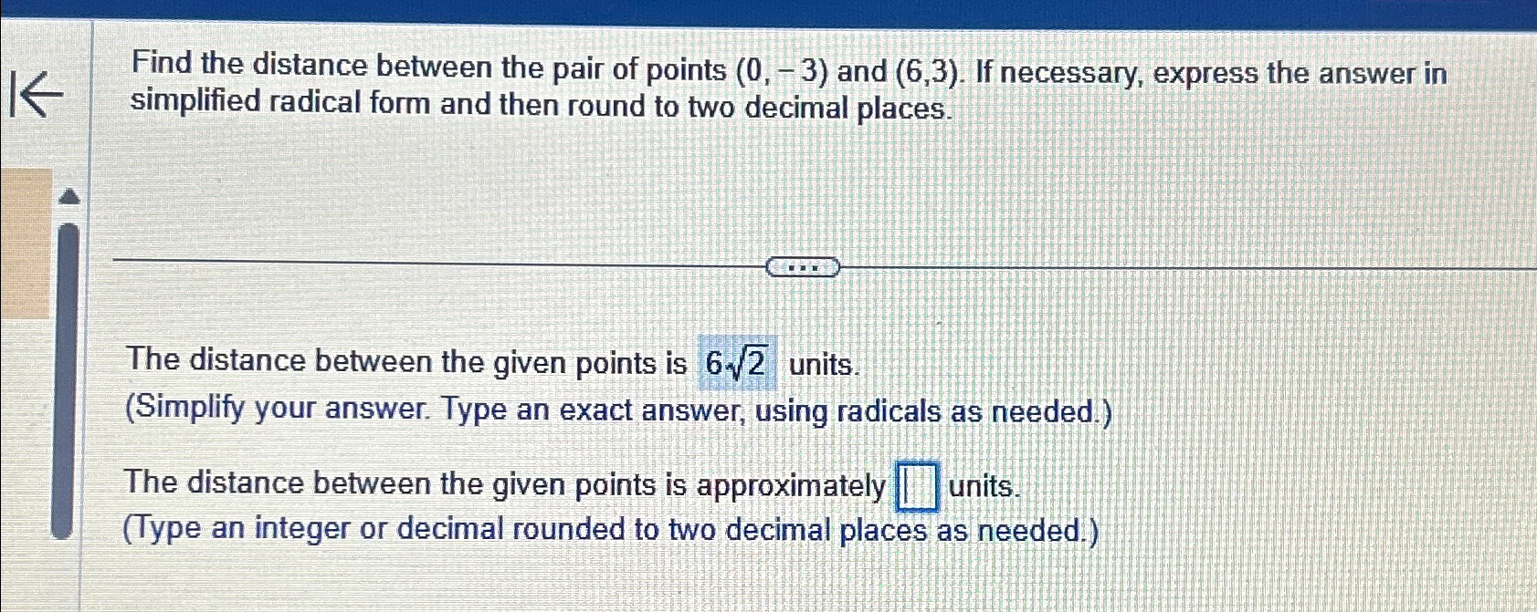Solved Find the distance between the pair of points (0,-3) | Chegg.com