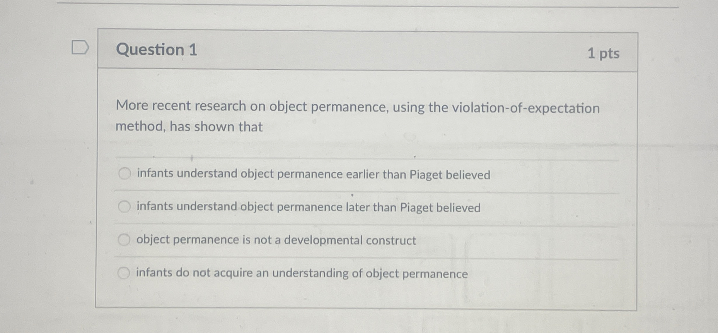 Solved Question 11 ﻿ptsMore recent research on object | Chegg.com