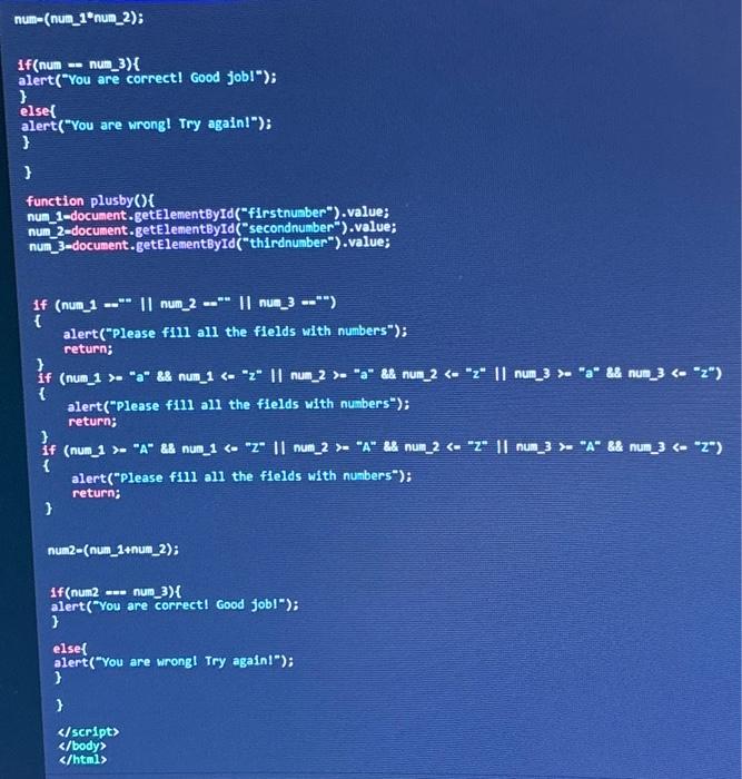 Solved write javascript in html, that lets user inputs 3 | Chegg.com