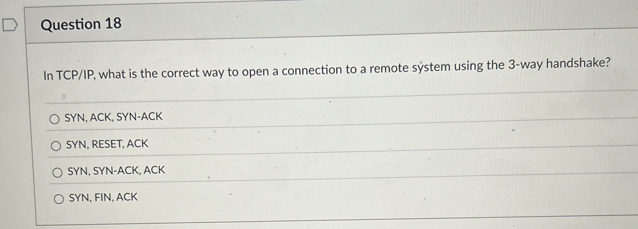 Solved Question 18In TCP/IP, ﻿what is the correct way to | Chegg.com