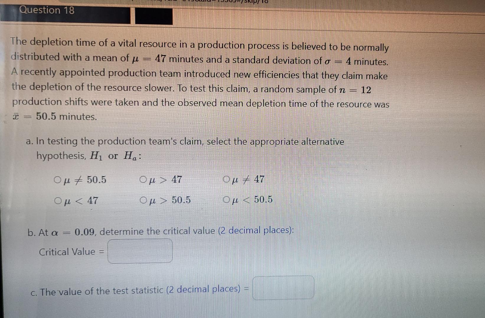 Solved Question 18 0 C The depletion time of a vital | Chegg.com