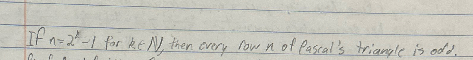 Solved If n=2k-1 ﻿for kinN, then every row n ﻿of Pascal's | Chegg.com