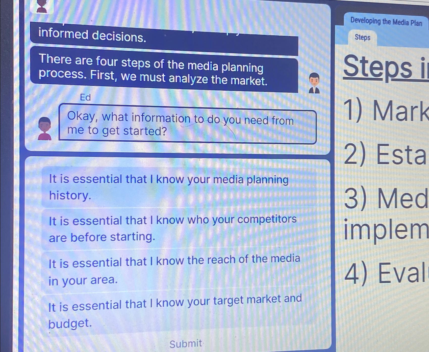 Solved informed decisions.There are four steps of the media | Chegg.com