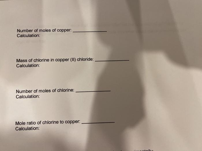 Solved Mass of CuCl2 - 3.26g Mass of filter paper - | Chegg.com