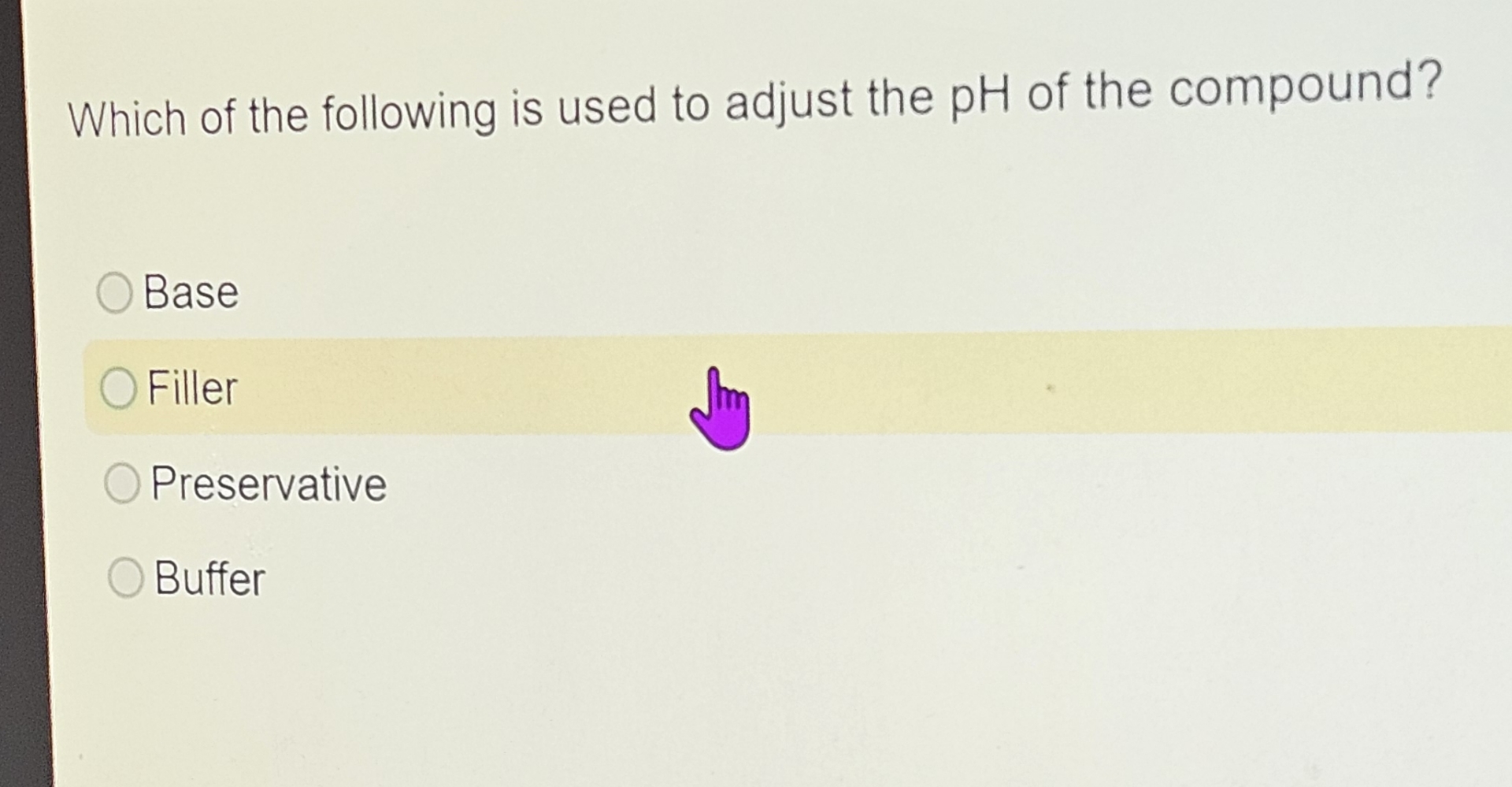 Solved Which of the following is used to adjust the pH ﻿of | Chegg.com