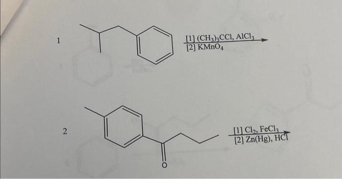 Solved 1 [2]KMnO4[1](CH3)3CCl,AlCl3 2 | Chegg.com