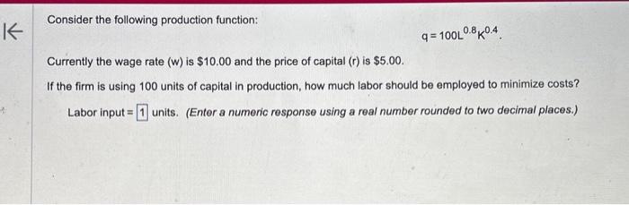 Solved Consider the following production function: | Chegg.com