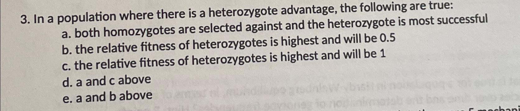Solved In a population where there is a heterozygote | Chegg.com