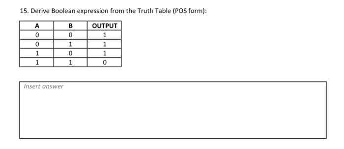 Solved 15 Derive Boolean Expression From The Truth Table