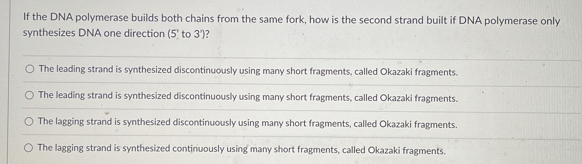 Solved If the DNA polymerase builds both chains from the | Chegg.com
