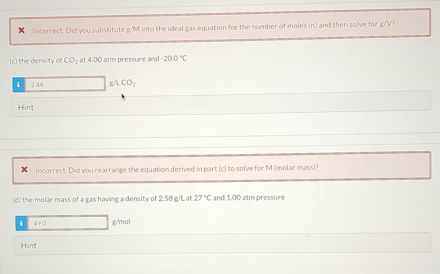 Solved Using the ideal gas law calculate the following: x | Chegg.com