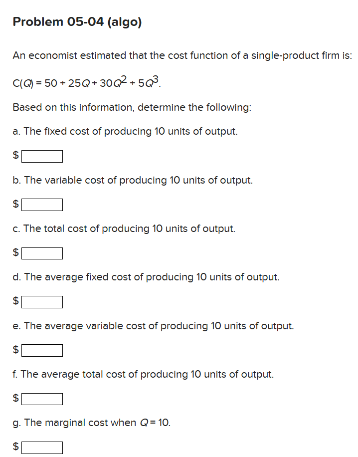 Solved Problem 05-04 (algo)An economist estimated that the | Chegg.com