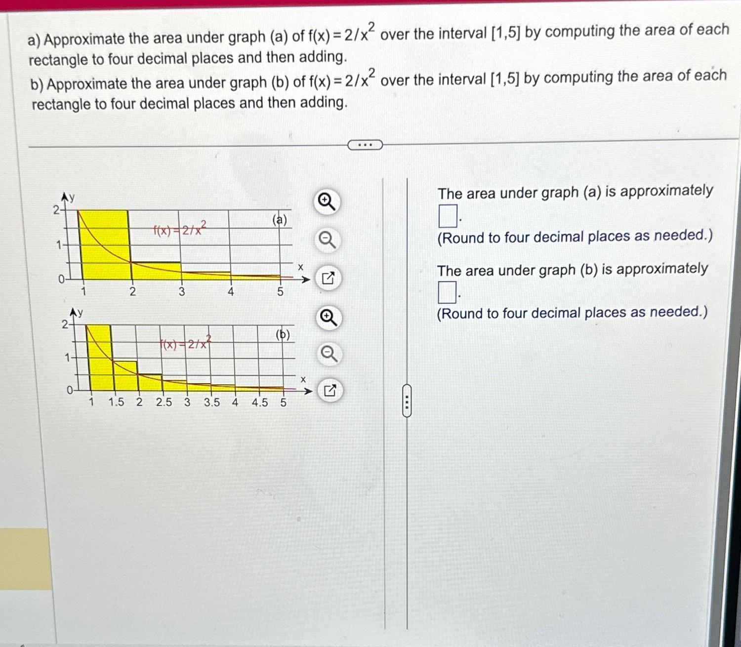 Solved a) ﻿Approximate the area under graph (a) ﻿of f(x)=2x2 | Chegg.com