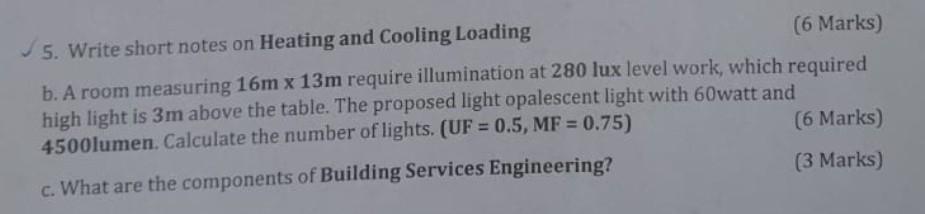 Solved 5. Write short notes on Heating and Cooling Loading | Chegg.com