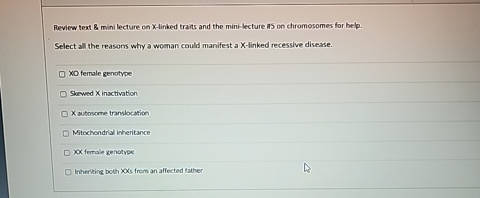 Solved Review text & mini lecture on X-linked traits and the | Chegg.com
