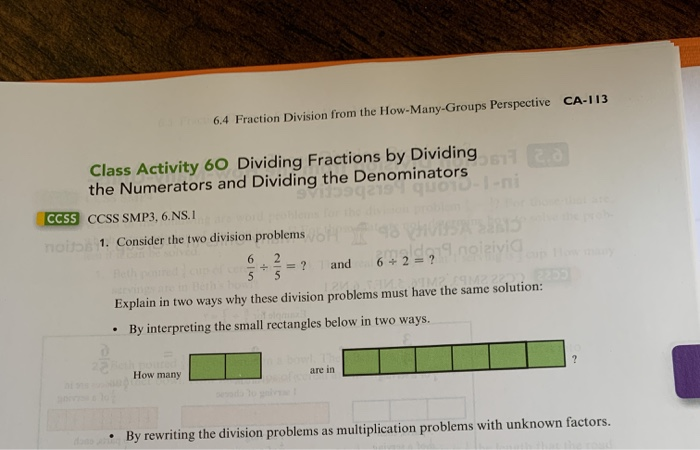 Solved CA-113 6,4 Fraction Division from the How-Many-Groups | Chegg.com