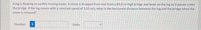 Solved A log is floating on swiftly moving water. A stone is | Chegg.com