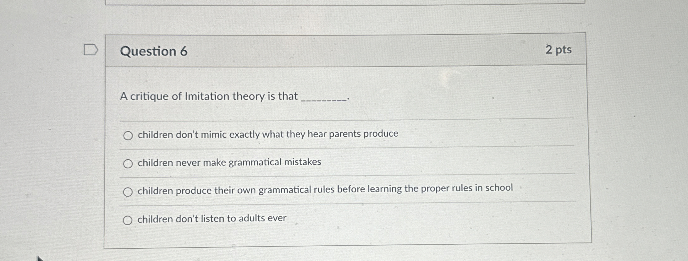 Solved Question 62 ﻿ptsA critique of Imitation theory is | Chegg.com