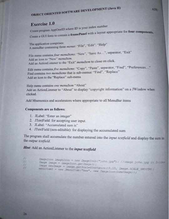 Solved Exercise 1.0 Create program AppOneID where ID is your | Chegg.com