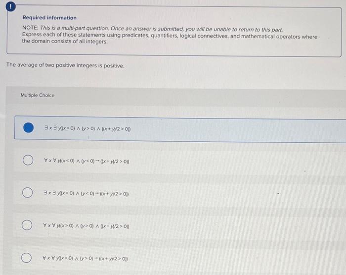Solved ! Required information NOTE: This is a multi-part | Chegg.com