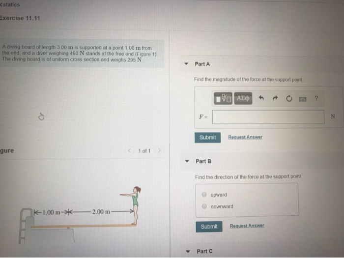 Solved statics Exercise 11.11 A diving board of length 3.00 | Chegg.com