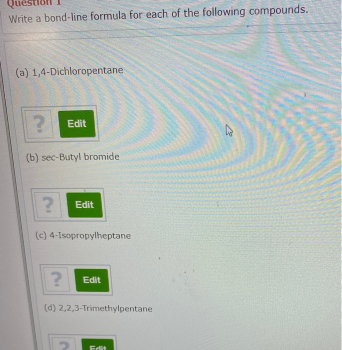 Solved Write a bond-line formula for each of the following | Chegg.com